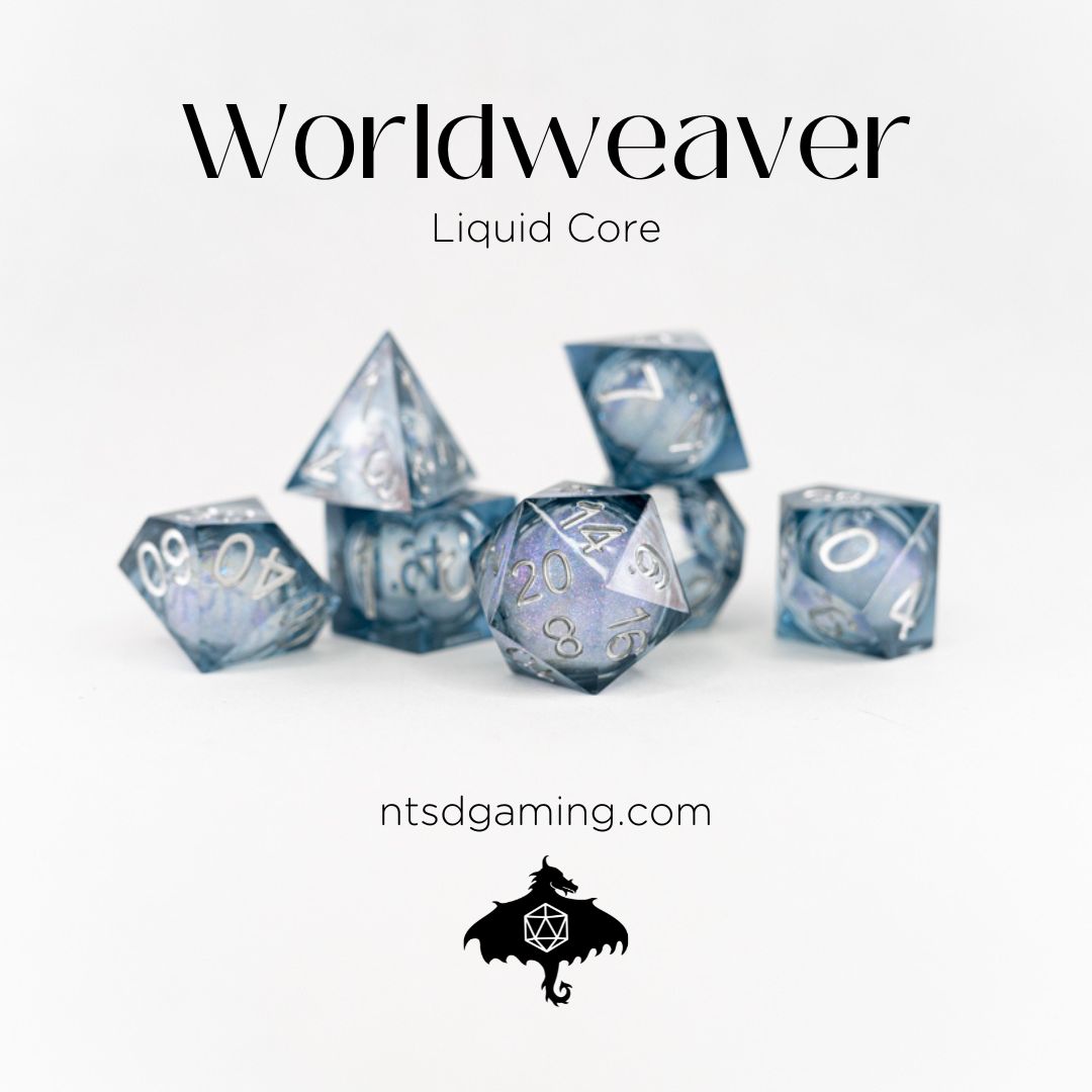Worldweaver | 7 Piece Liquid Core Dice Set | Emberglow Gaming