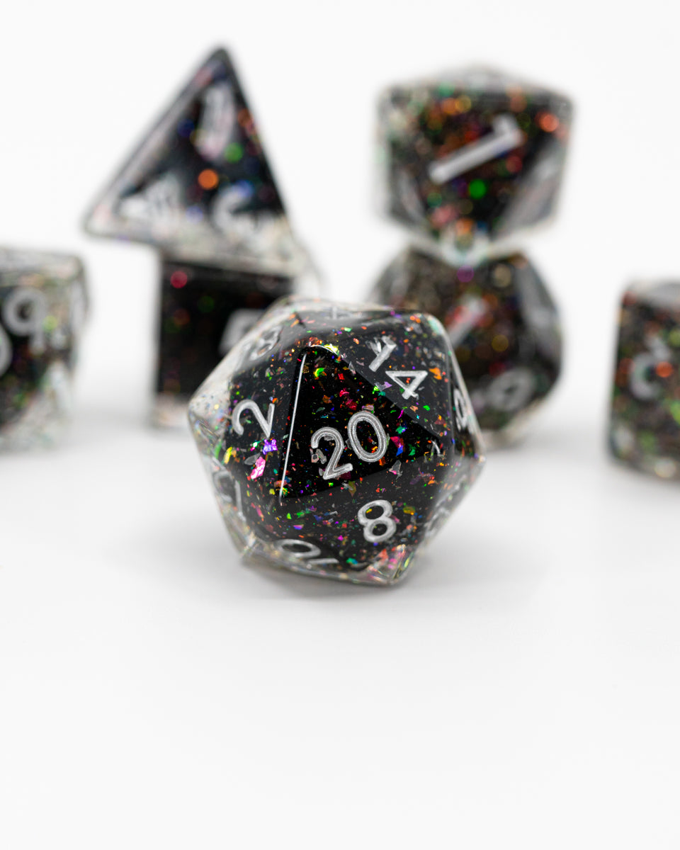 Toll the Dead | 7 Piece Acrylic Dice Set – Emberglow Gaming