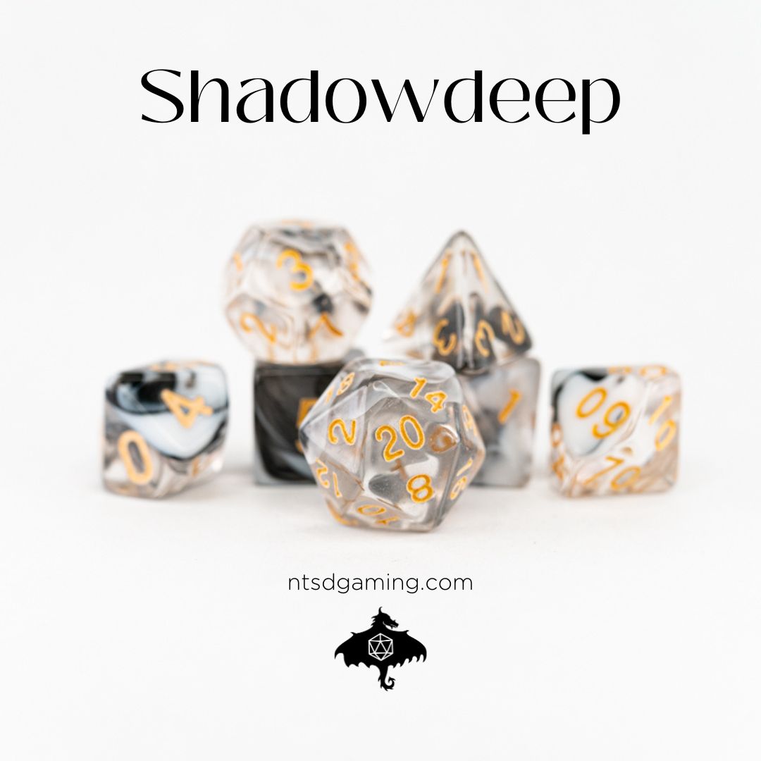 Shadowdeep | 7 Piece Acrylic Dice Set | Emberglow Gaming