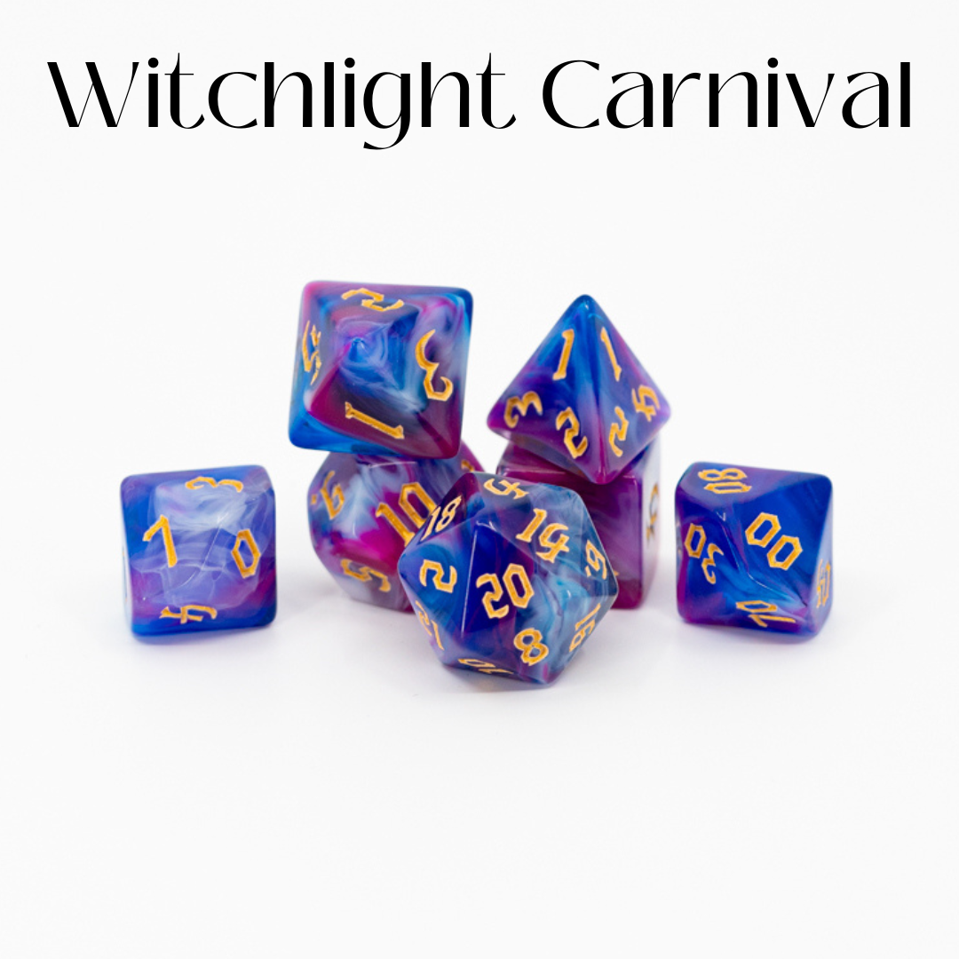 Witchlight Carnival | 7 Piece Acrylic Dice Set | Emberglow Gaming