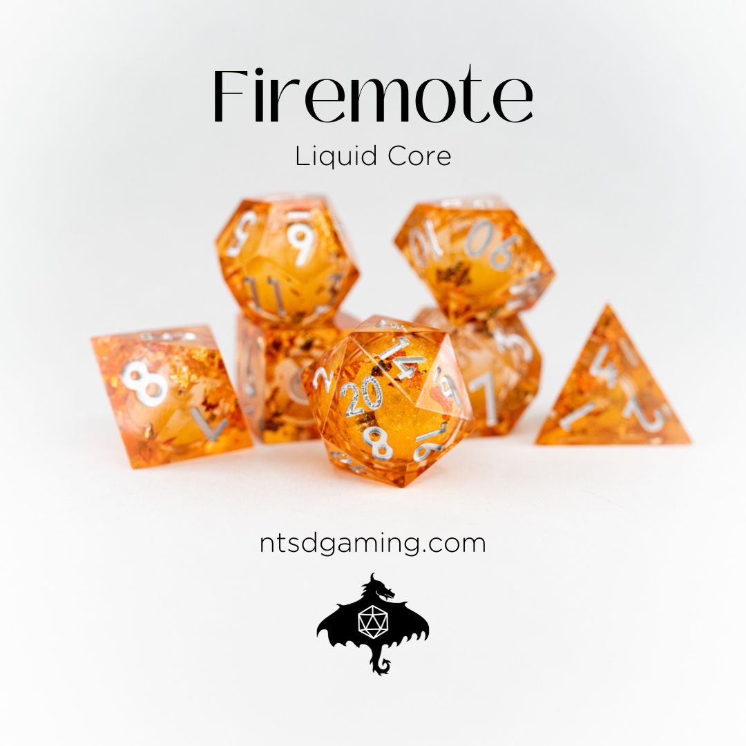 Firemote | 7 Piece Liquid Core Dice Set | Emberglow Gaming
