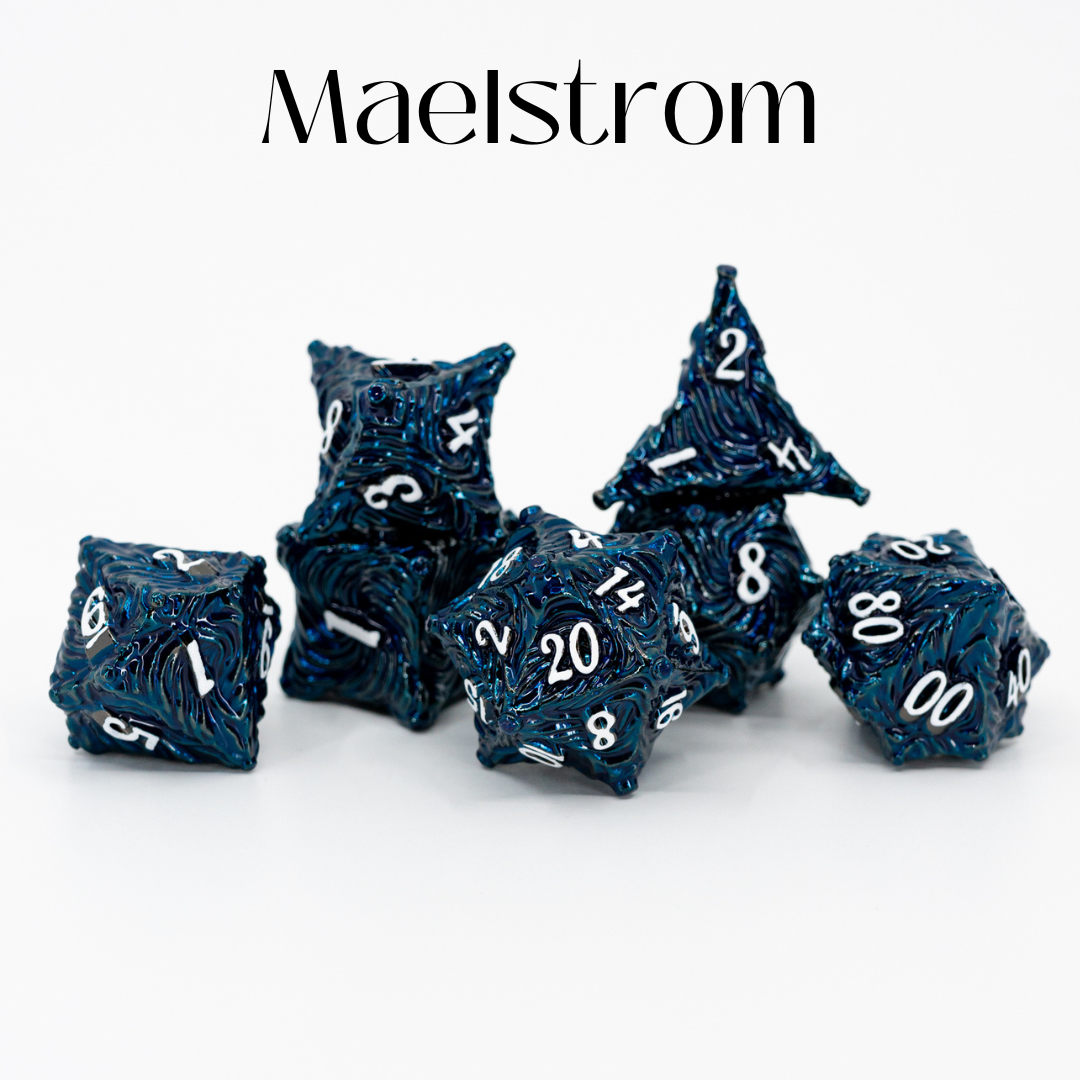 Maelstrom | 7 Piece Metal Dice Set | Emberglow Gaming