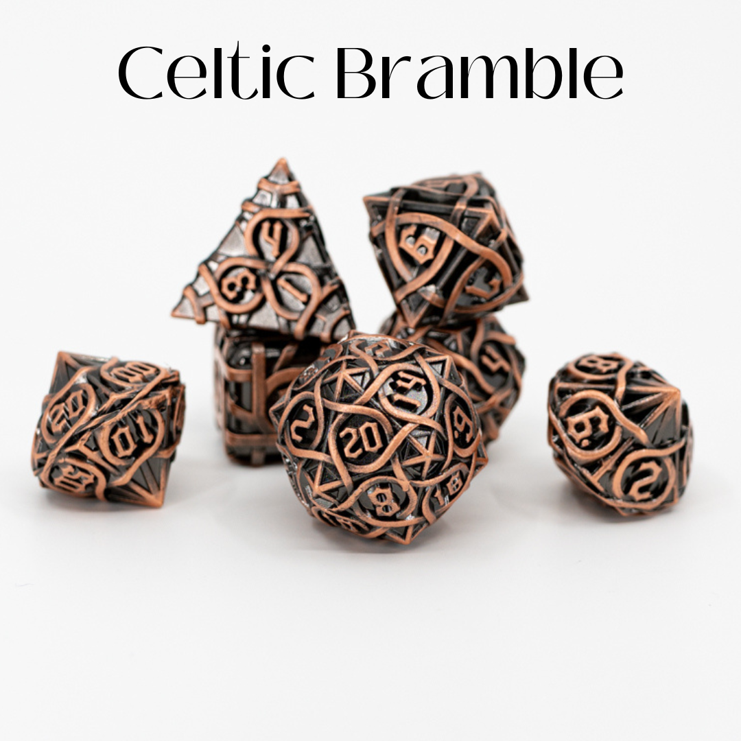 Celtic Bramble | 7 Piece Metal Dice Set | Emberglow Gaming