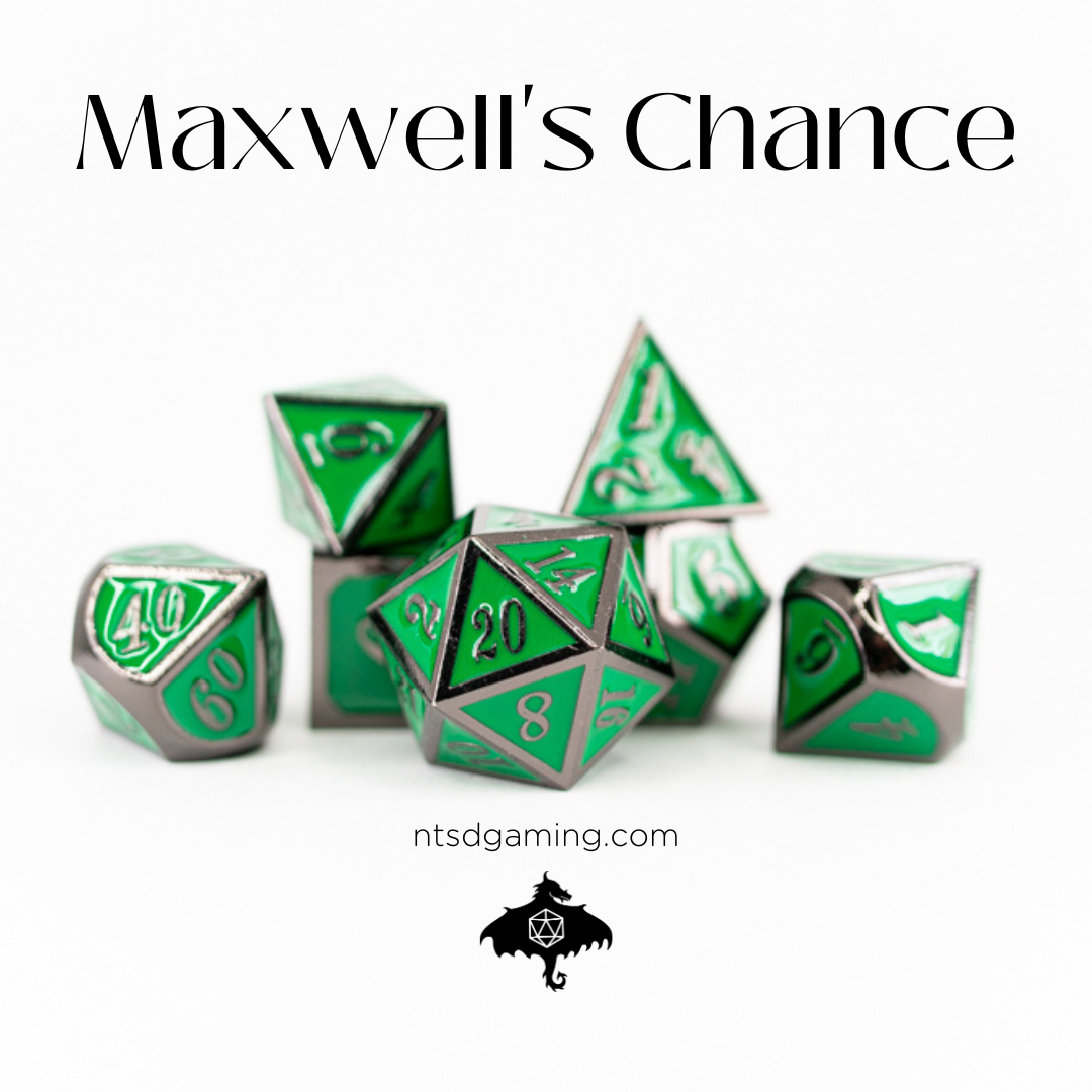 Maxwell's Chance | 7 Piece Metal Dice Set | Emberglow Gaming