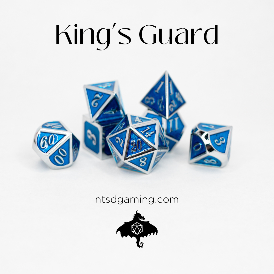 King's Guard | 7 Piece Metal Dice Set | Emberglow Gaming
