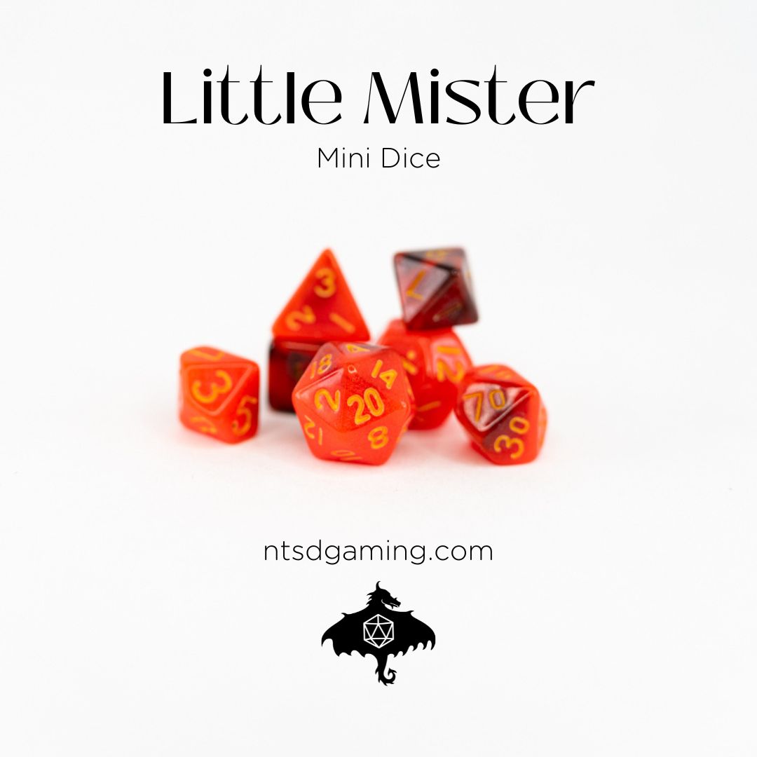 Little Mister | 7 Piece Mini Acrylic Polyhedral Dice Set | Emberglow Gaming