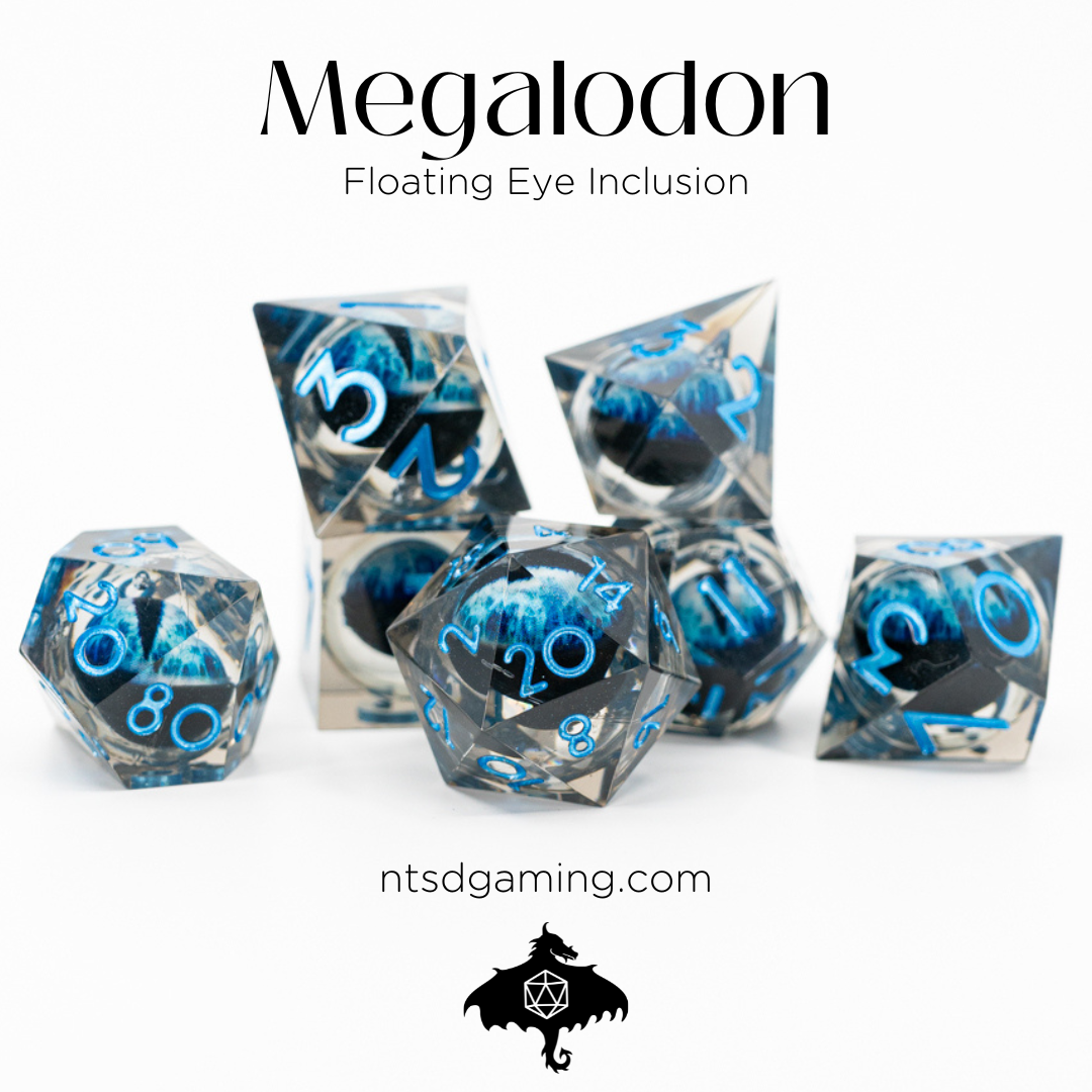 Megalodon | Floating Eye Inclusion | 7 Piece Sharp Edge Resin Dice Set ...