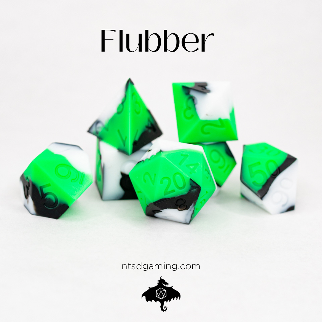 Flubber | 7 Piece Soft Silicone Dice Set | Emberglow Gaming