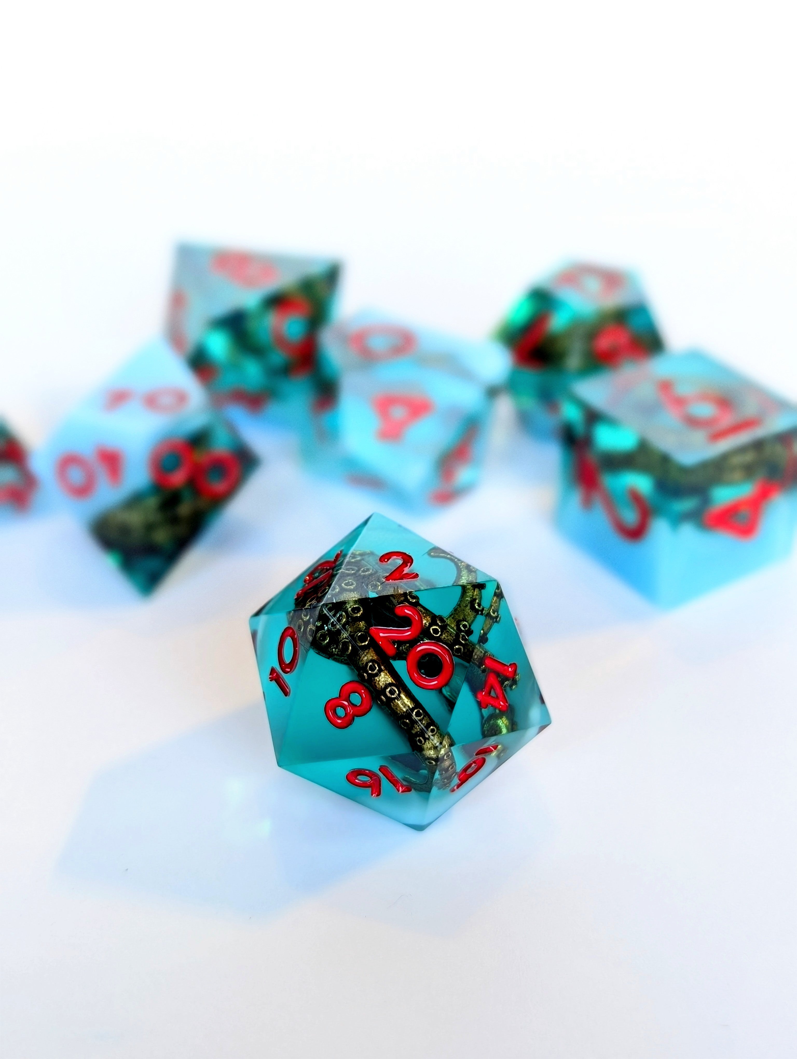 Aegir's Wrath | 7 Piece Sharp Edge Dice Set – Emberglow Gaming